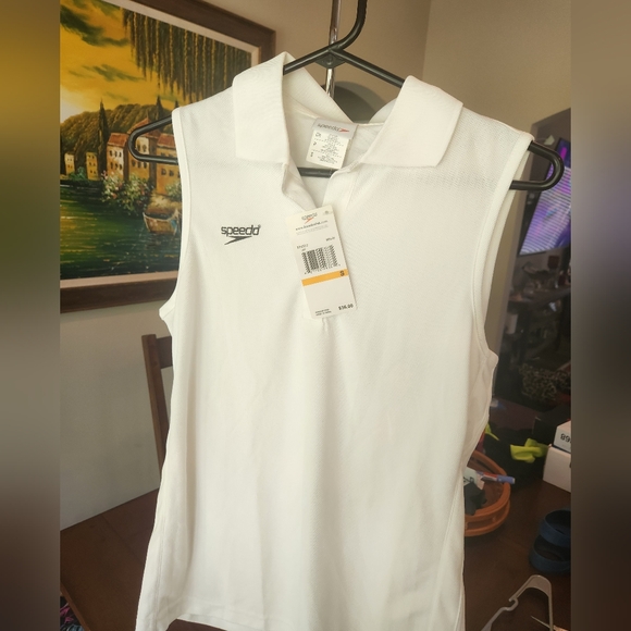 Speedo | Tops | Speedo White Fitted Muscle Tee Polo | Poshmark